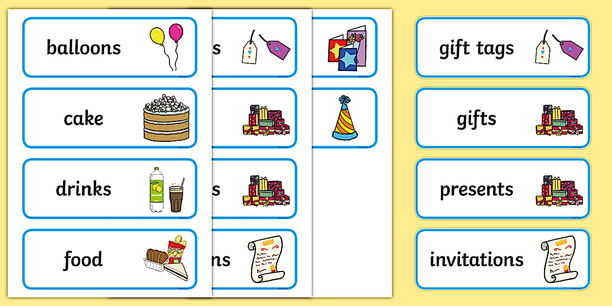 Birthday Topic Vocabulary Cards - ESL Birthday Vocabulary