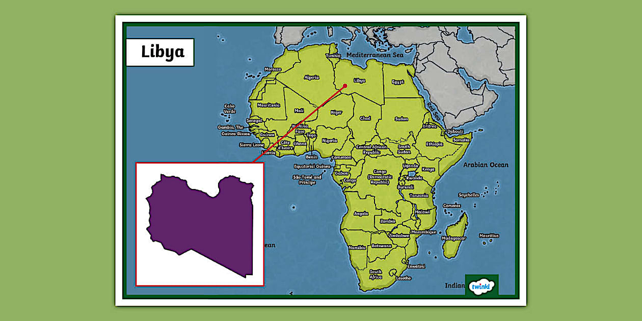 Map of Africa Libya Display Poster (Teacher-Made) - Twinkl