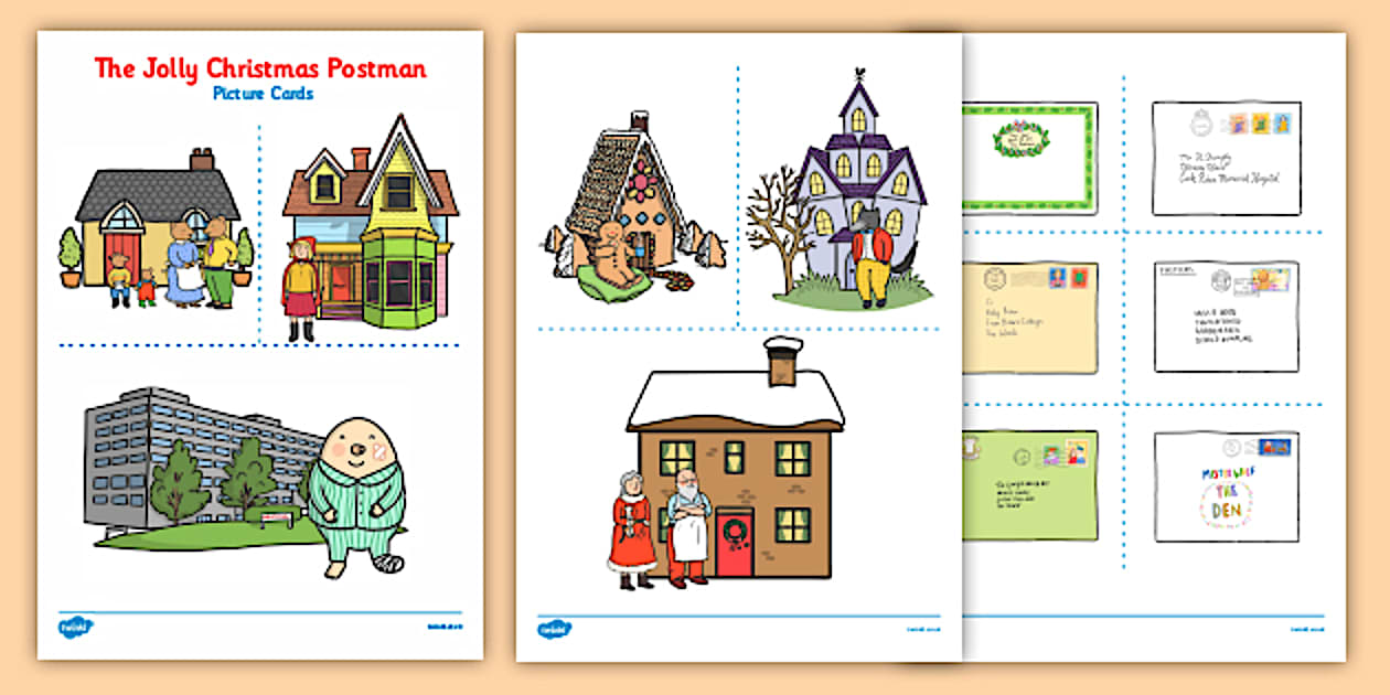 Black and White Picture Cards to Support Teaching on The Jolly Christmas