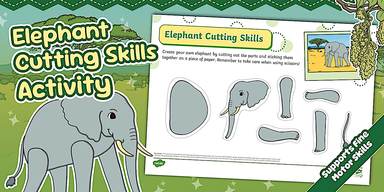 Elephant Cutting Skills Activity - KS1
