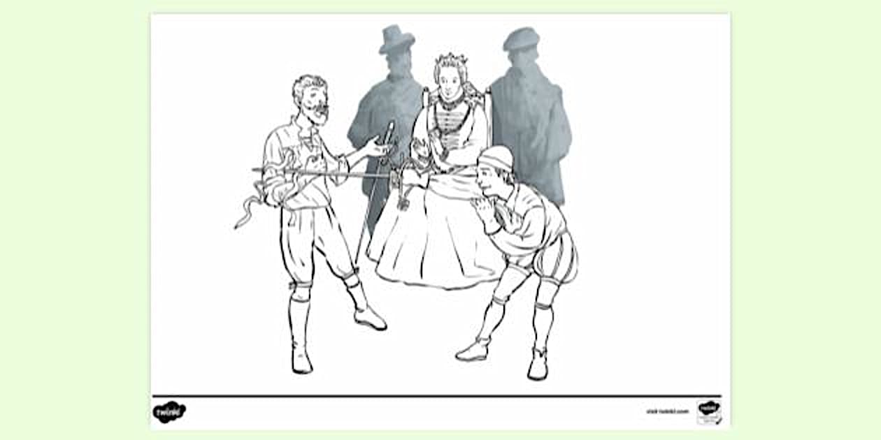 Elizabeth I Watching a Play Colouring | Colouring Sheet
