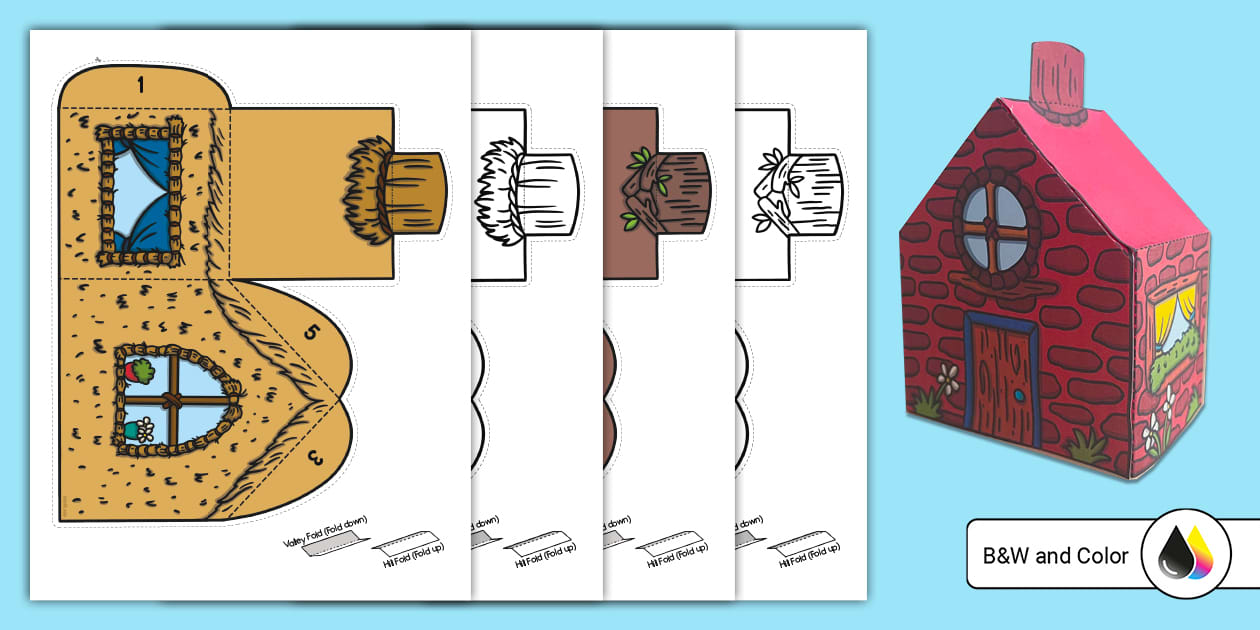 The Three Little Pigs Houses Craft (creat de profesori)