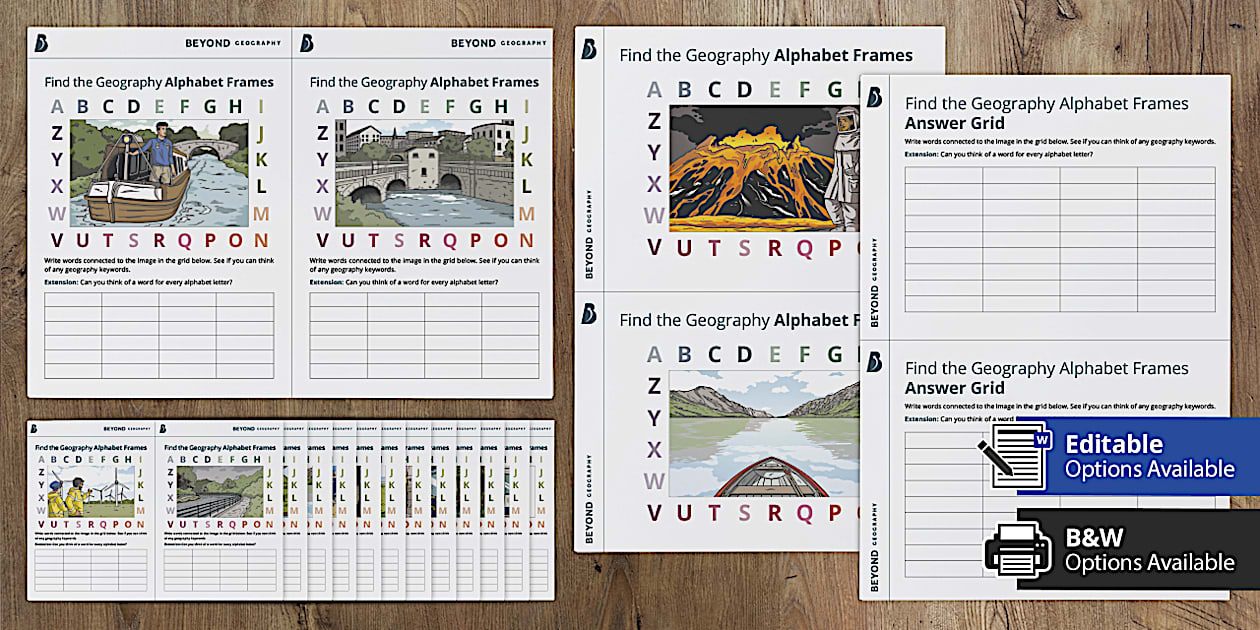 KS3 Find the Geography Alphabet Frames (teacher made)