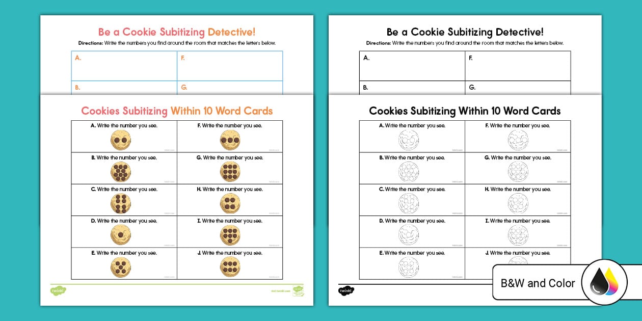 Subitizing Within 10 Solve the Room Worksheet (teacher made)