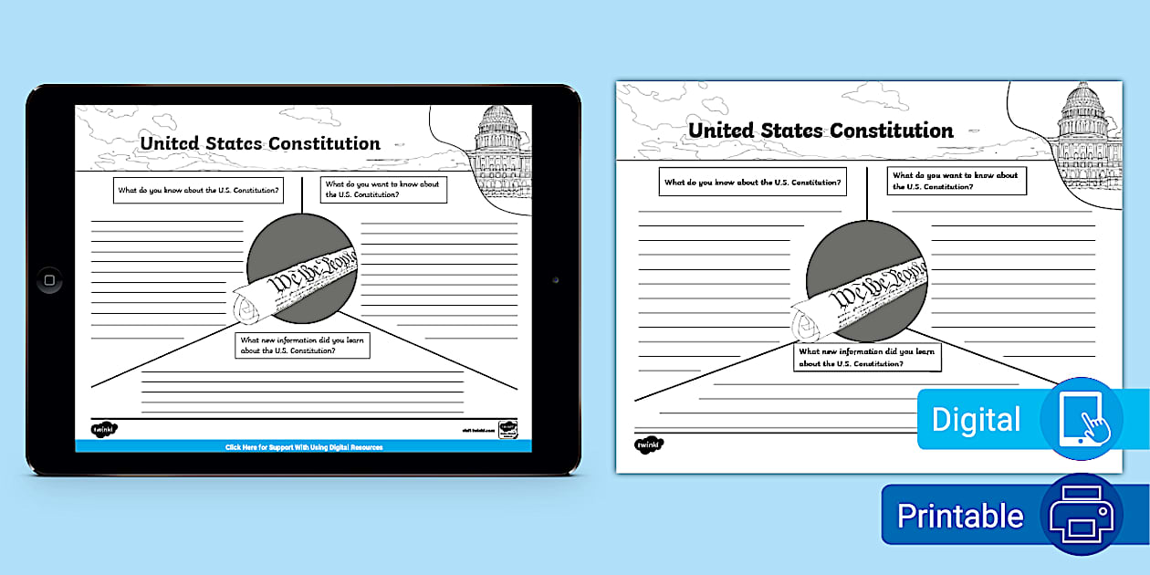 Sixth Grade United States Constitution KWL Graphic Organizer