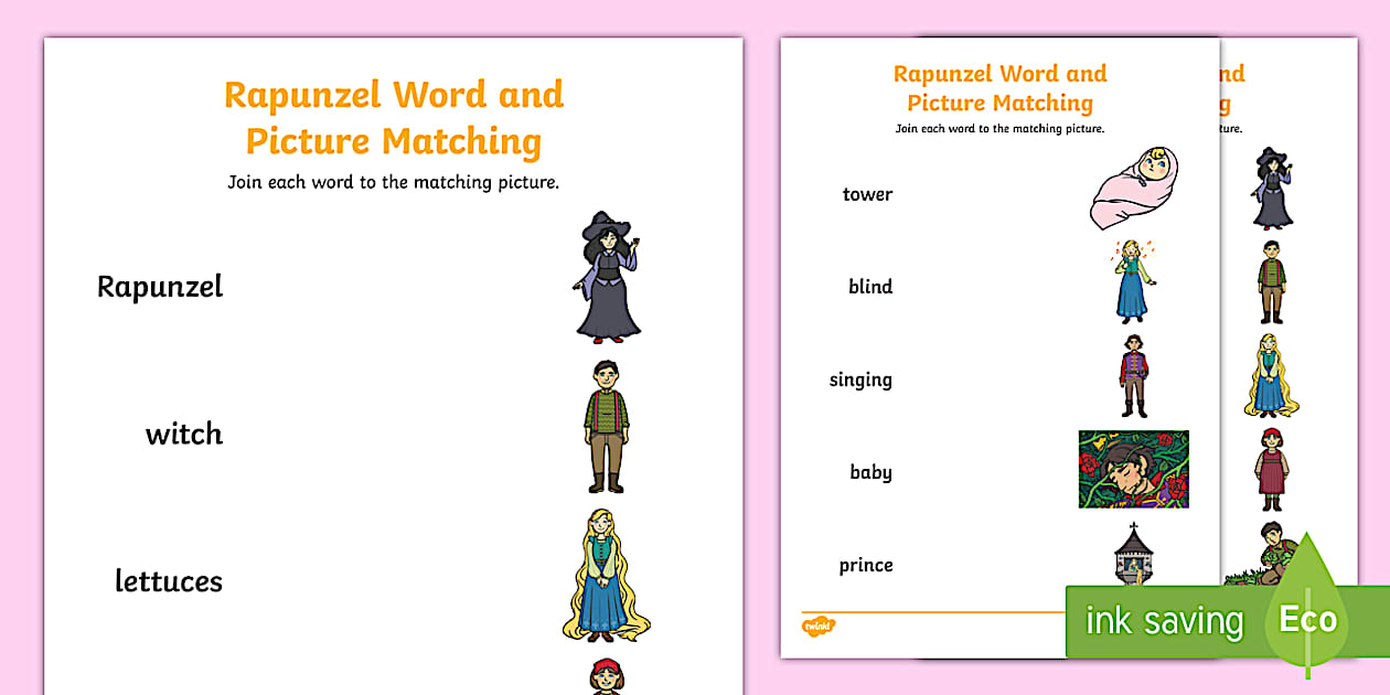 Editable Rapunzel Word and Picture Match (teacher made)