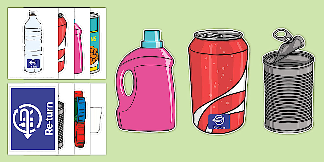 Re-Turn Recycling Cut-Outs (Teacher-Made) - Twinkl