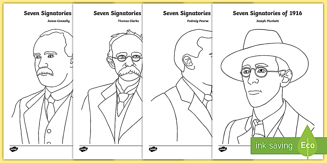 Seven Signatories of 1916 Rising Colouring Pages - Twinkl