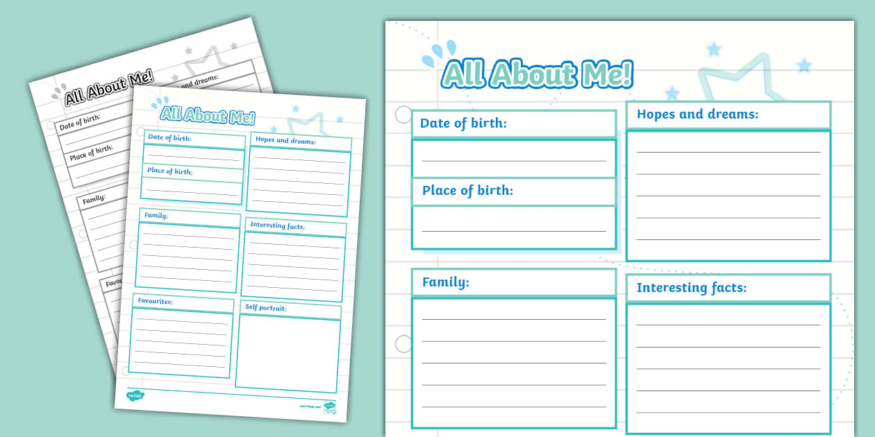 All About Me Fact File Template (teacher made) - Twinkl