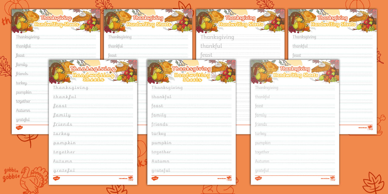 Thanksgiving Themed Handwriting Sheets (teacher made)