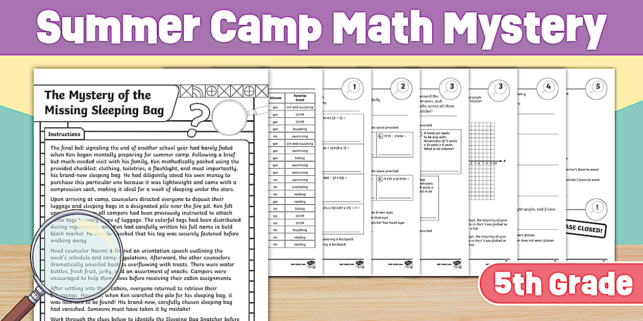 Summer Math The Mystery of the Missing Sleeping Bag Project