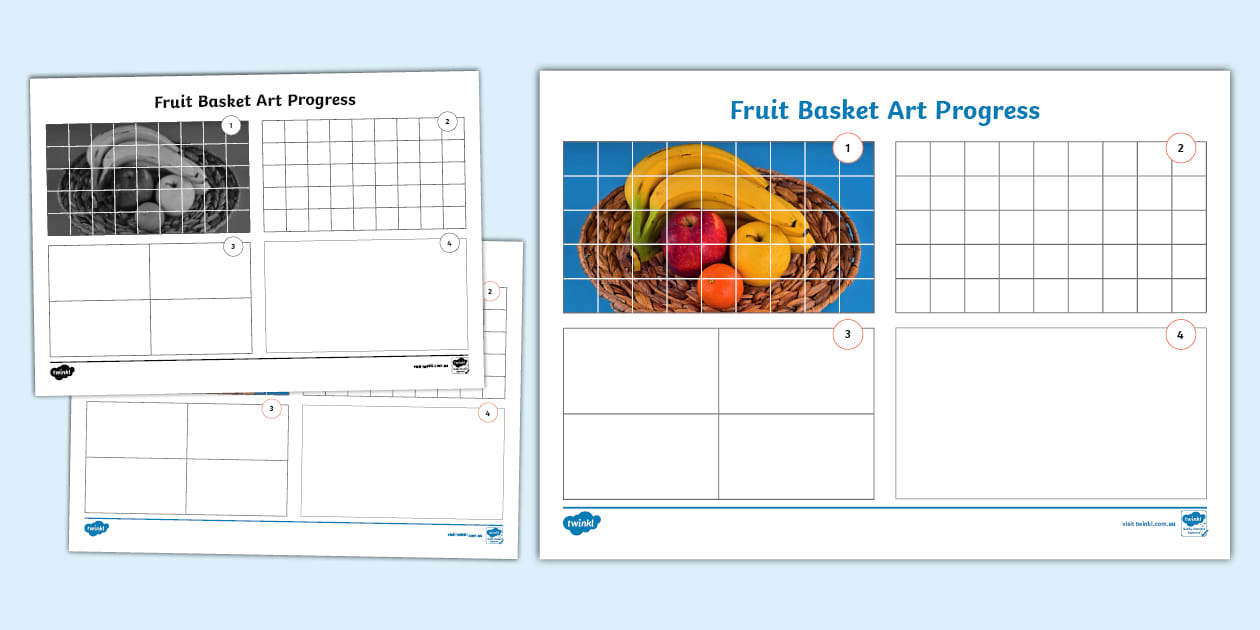 Fruit Basket Art Progress Template (Teacher-Made) - Twinkl