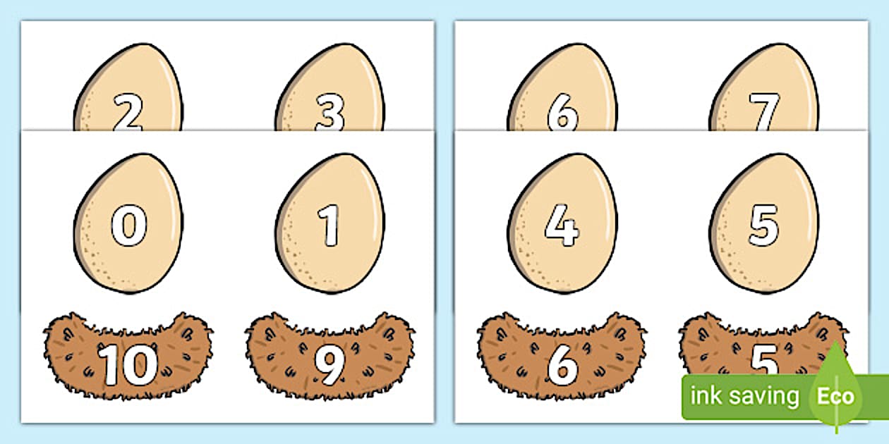 Number Bonds to 10 on Eggs and Nests - Twinkl