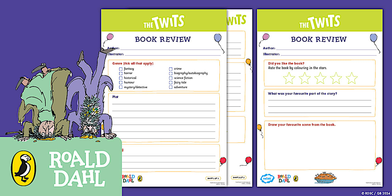 FREE! - 'The Twits' Book Review Templates | Roald Dahl | Twinkl