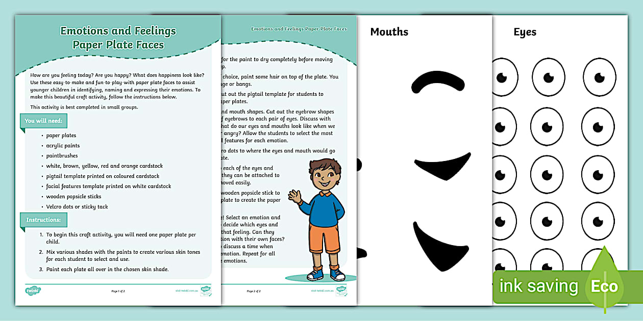 Emotions and Feelings Paper Plate Faces - Twinkl