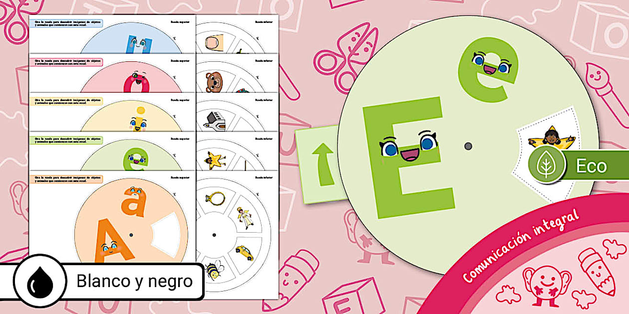 Manualidad: Ruedas de conciencia fonológica - Vocales
