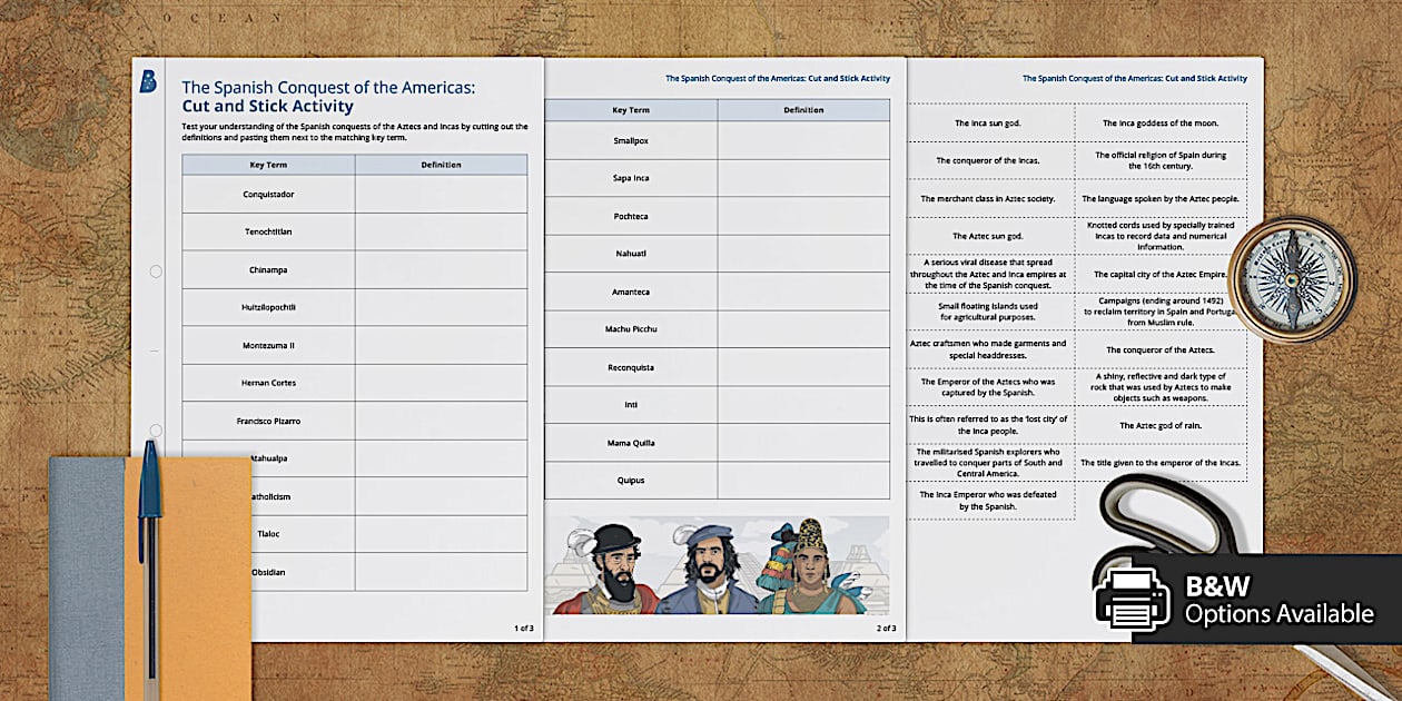 The Spanish Conquest of the Americas: Cut and Stick Activity