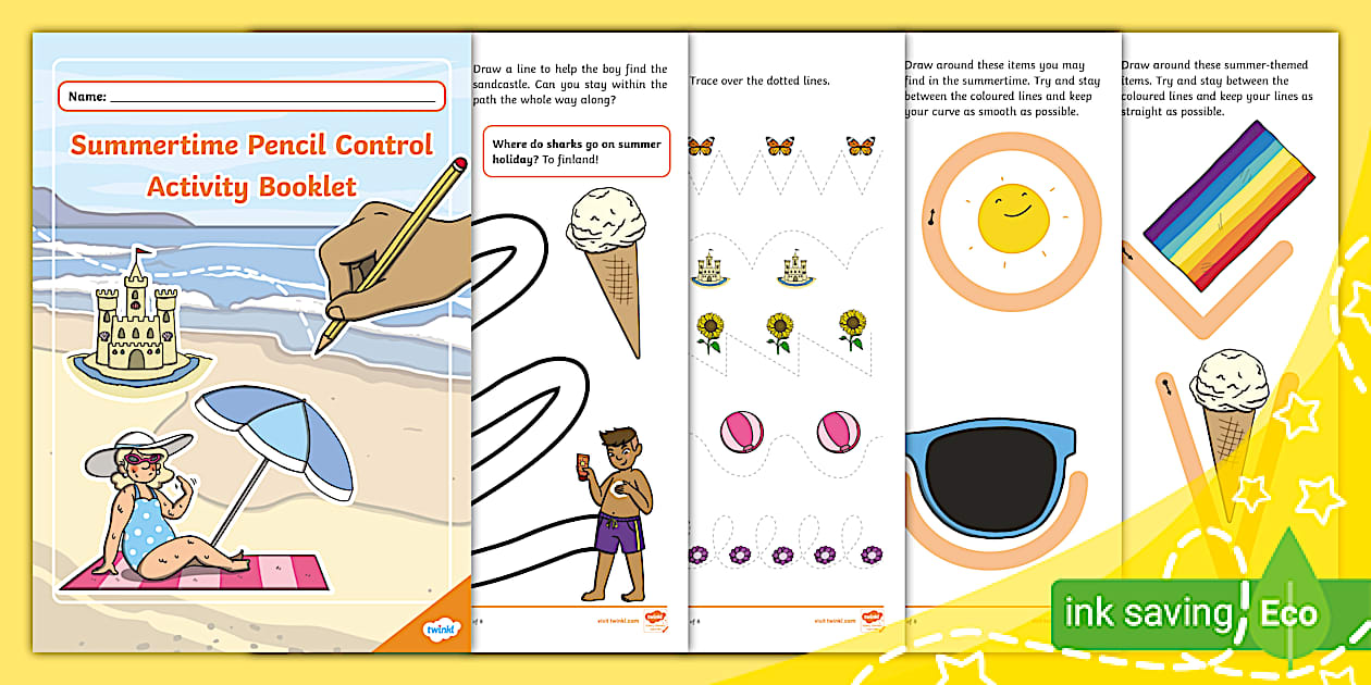 Summertime Pencil Control Activity Booklet (teacher made)