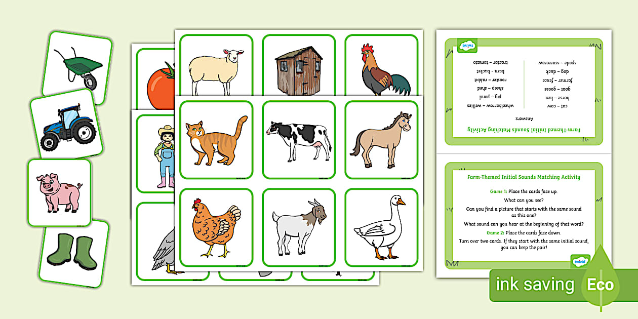 Farm-Themed Initial Sounds Matching Game | Twinkl - Twinkl