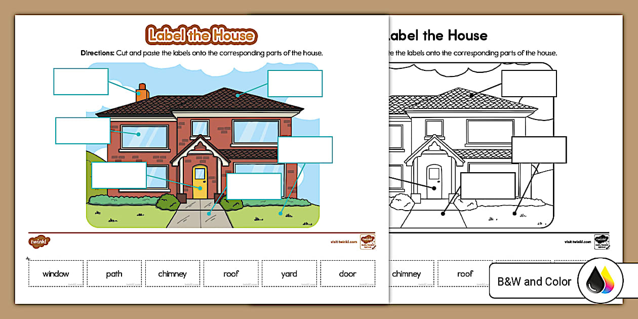 Label the House Worksheet (teacher made) - Twinkl