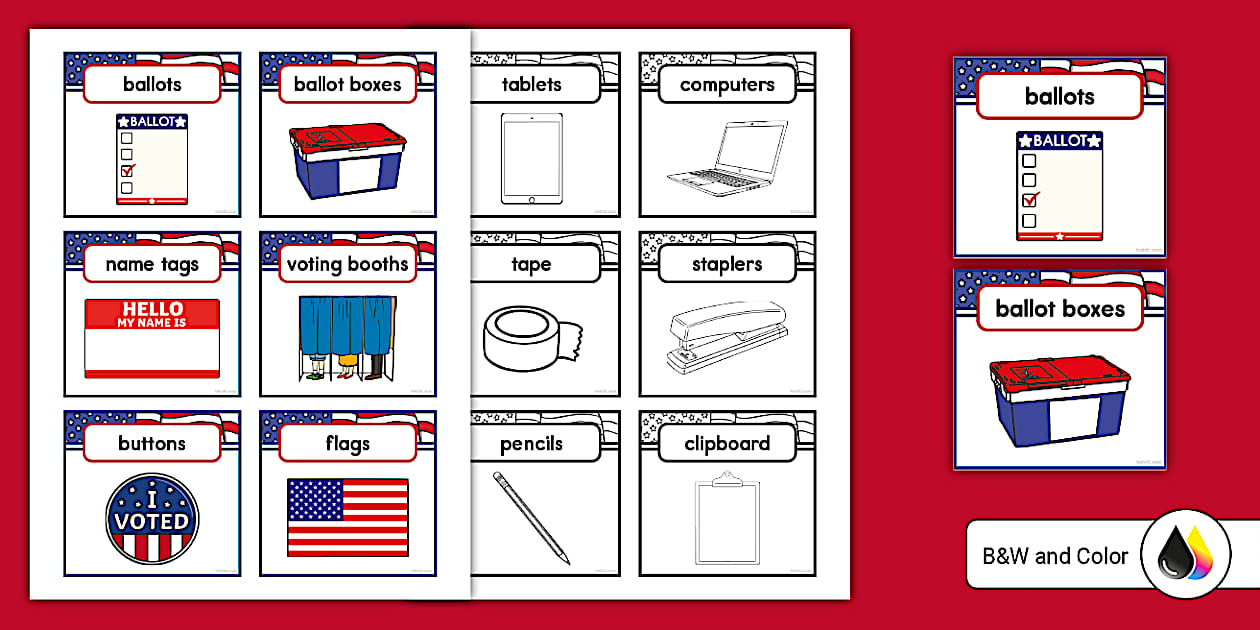 Election Day Voting Booth Dramatic Play Labels - Twinkl