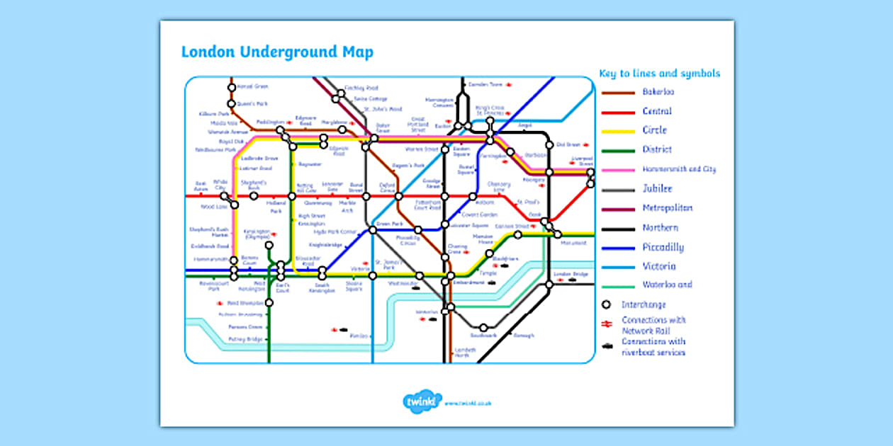 Editable London Underground Map (teacher made) - Twinkl