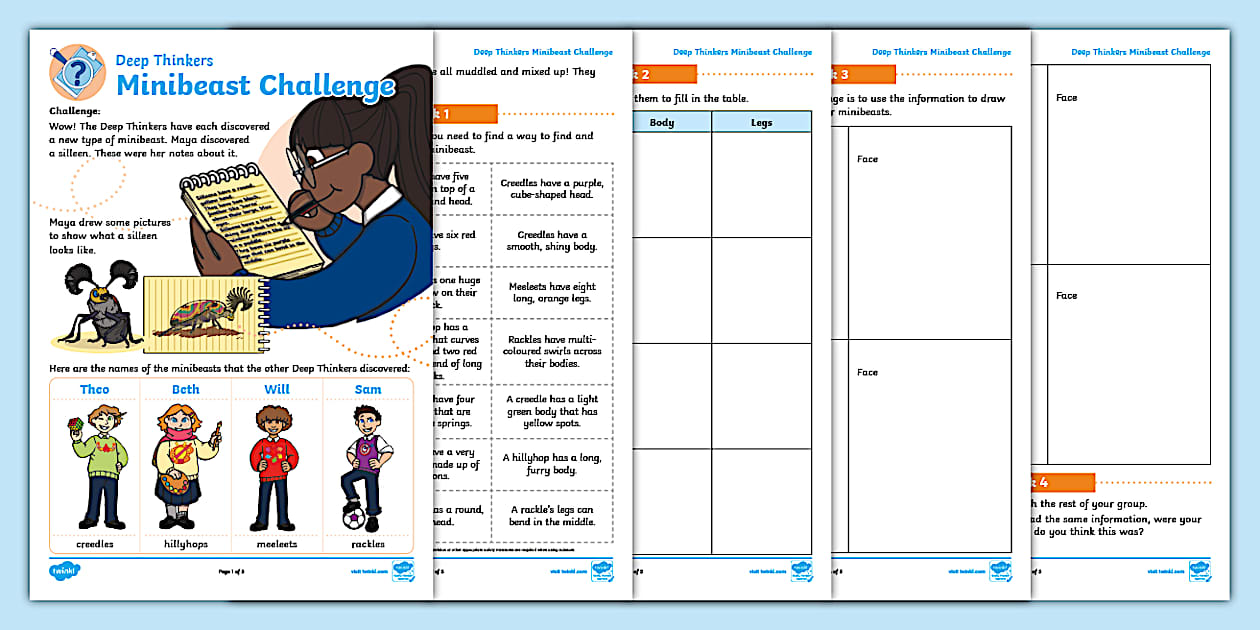 Deep Thinkers Minibeast Challenge Activity (teacher made)