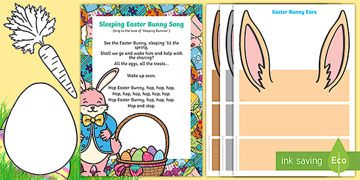 Sleeping Easter Bunny Song Props (teacher made) - Twinkl