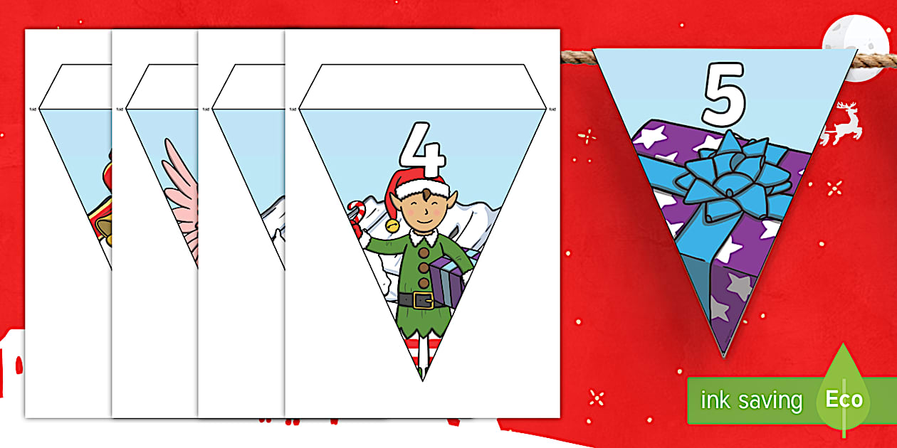 Christmas Number Bunting to 20 (teacher made) - Twinkl