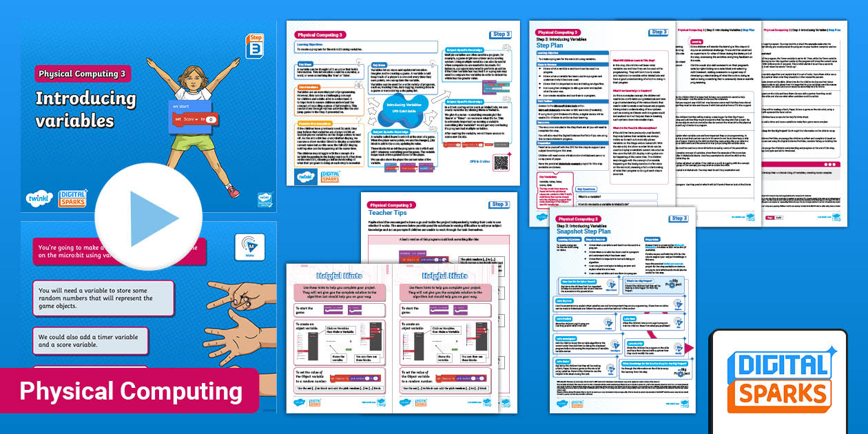 FREE! - Digital Sparks: Physical Computing 3: Step Pack: Variables