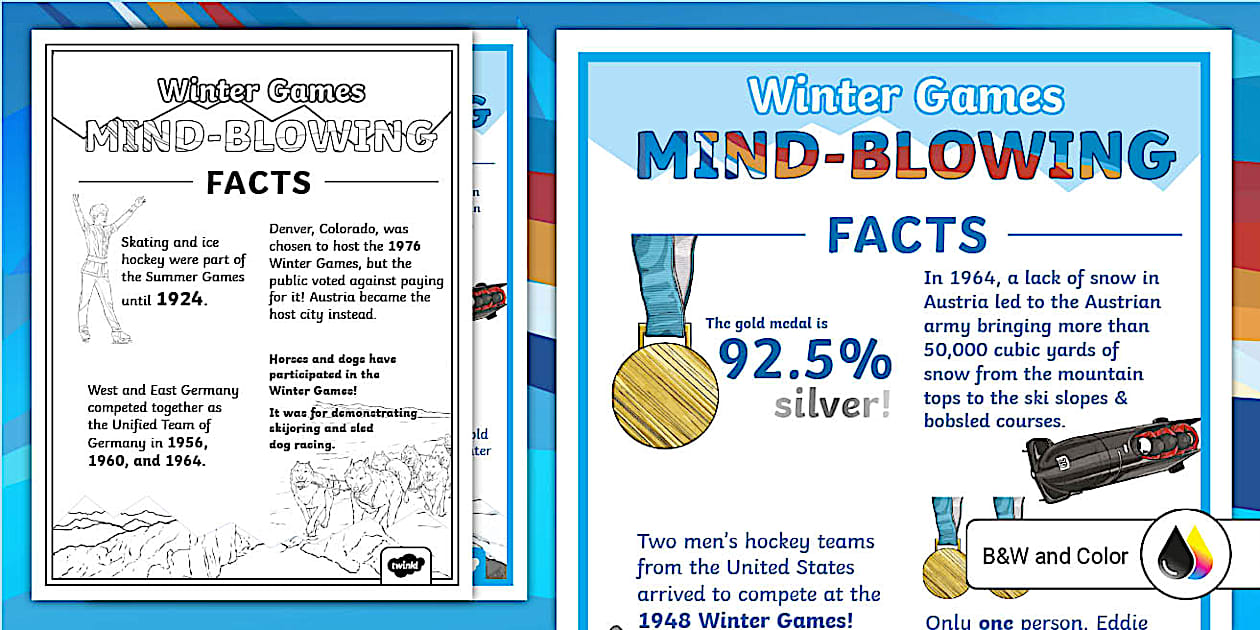 Winter Games Mind-Blowing Facts Posters for 6th-8th Grade