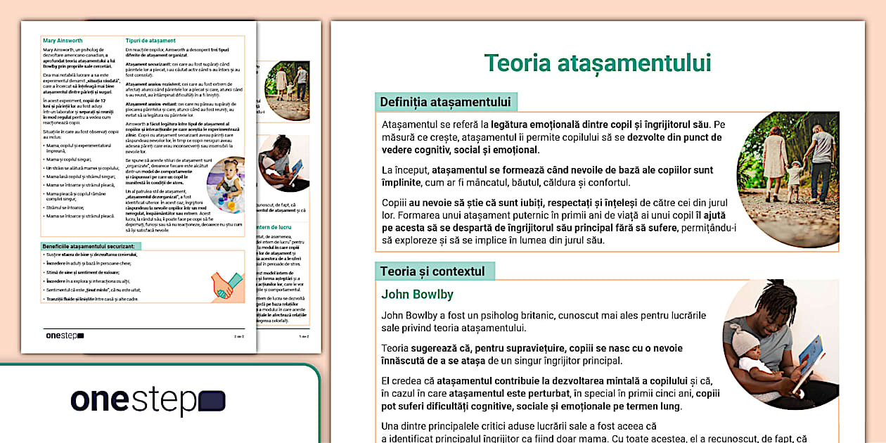 Teoria atașamentului – Fișă informativă (teacher made)