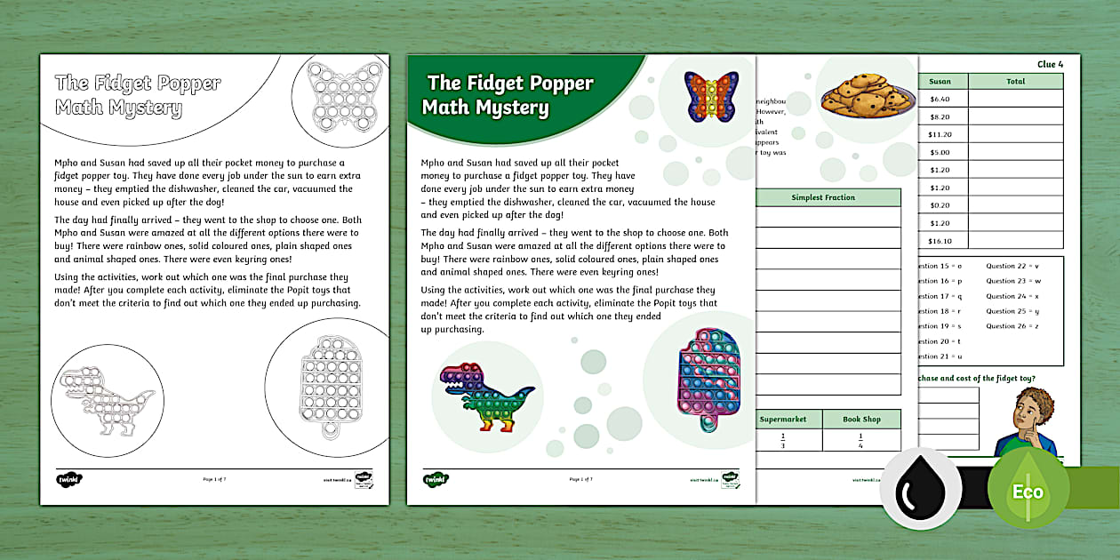 The Fidget Popper Math Mystery (Teacher-Made) - Twinkl