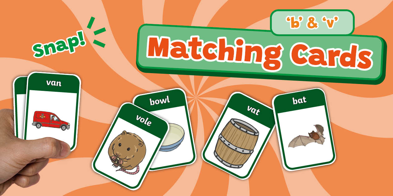 Snap Matching Cards 'b' and 'v'