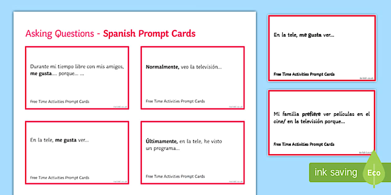 General Conversation Free Time Activities Question Prompt Cards