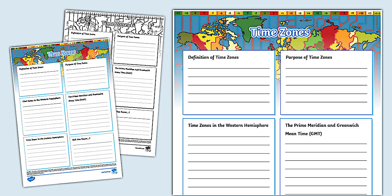 Time Zones Fact File Template - Twinkl Timings - Twinkl