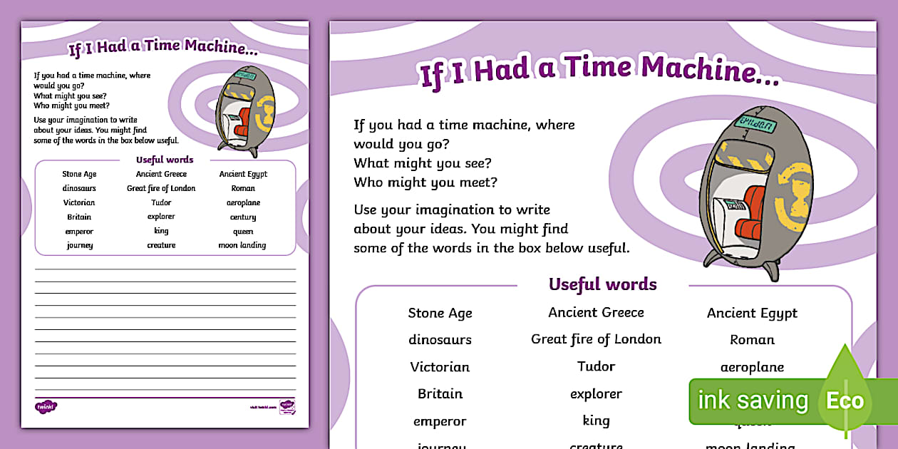 If I Had a Time Machine Writing Activity (teacher made)