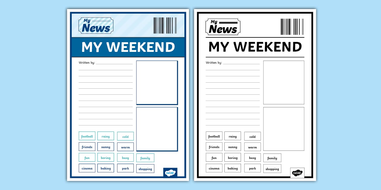 Newspaper On the Weekend Writing Template - Twinkl