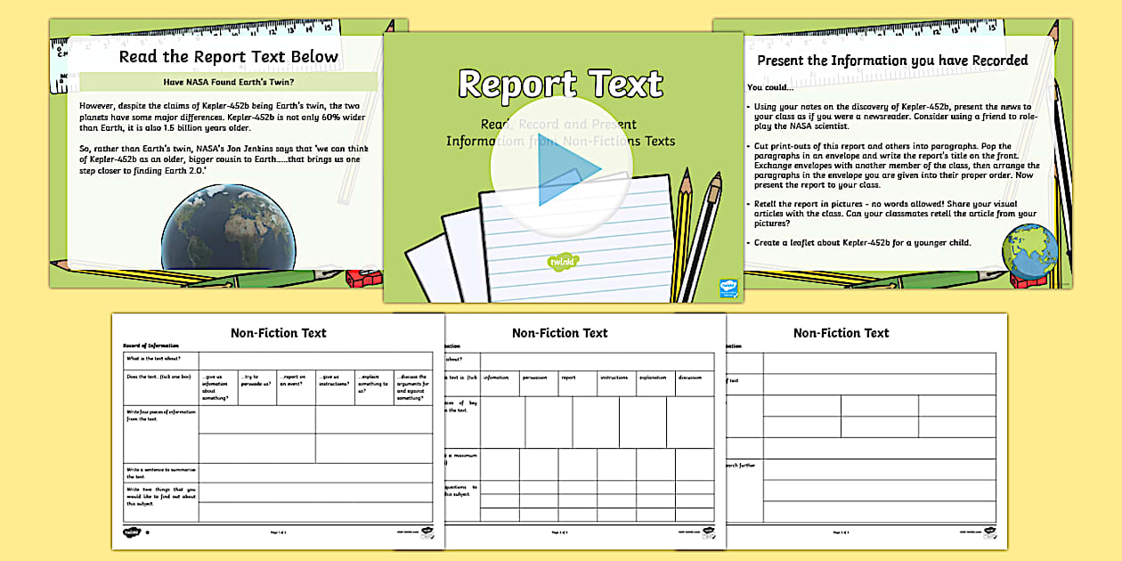 QLD Report Text, Read, Record and Present Information Lesson Pack