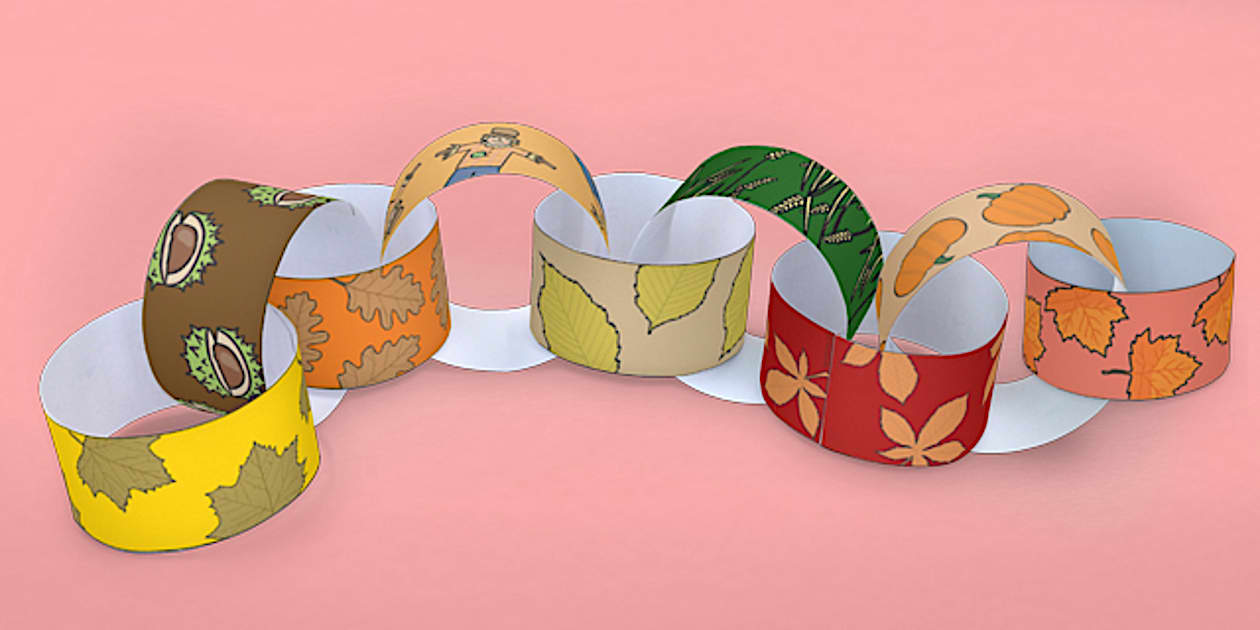 Autumn-Themed Paper Chain (professor feito) - Twinkl