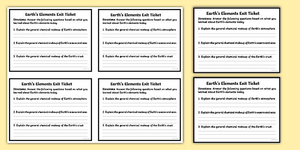 Sixth Grade Earth's Elements Science Exit Ticket