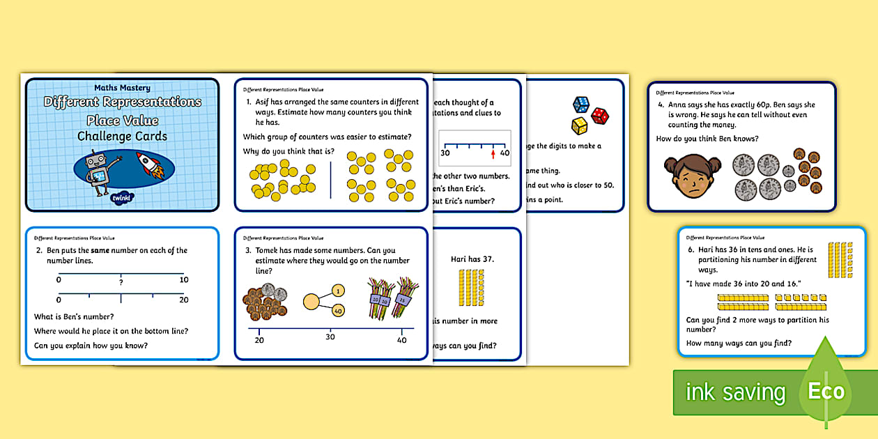 Year 2 Different Representations Place Value Maths Mastery Challenge Cards