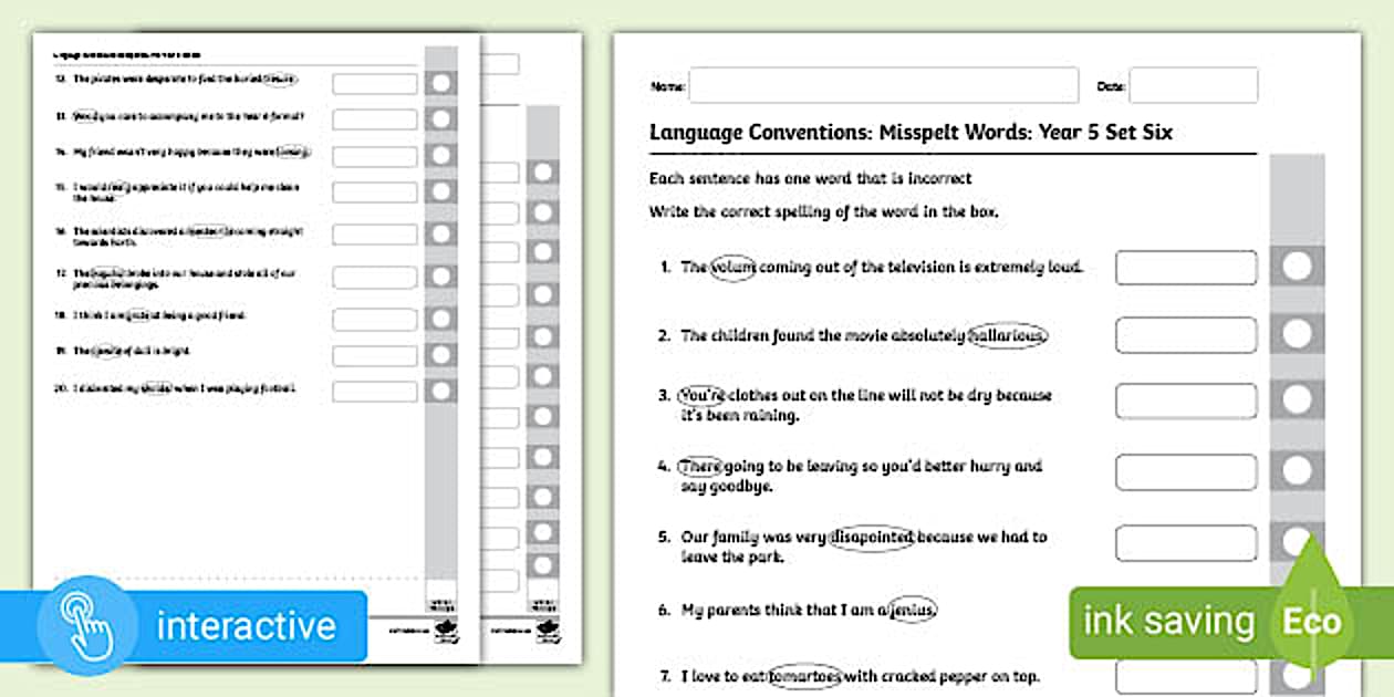 NAPLAN Style Language Conventions Set One Year 5 Exam Questions Pack ...