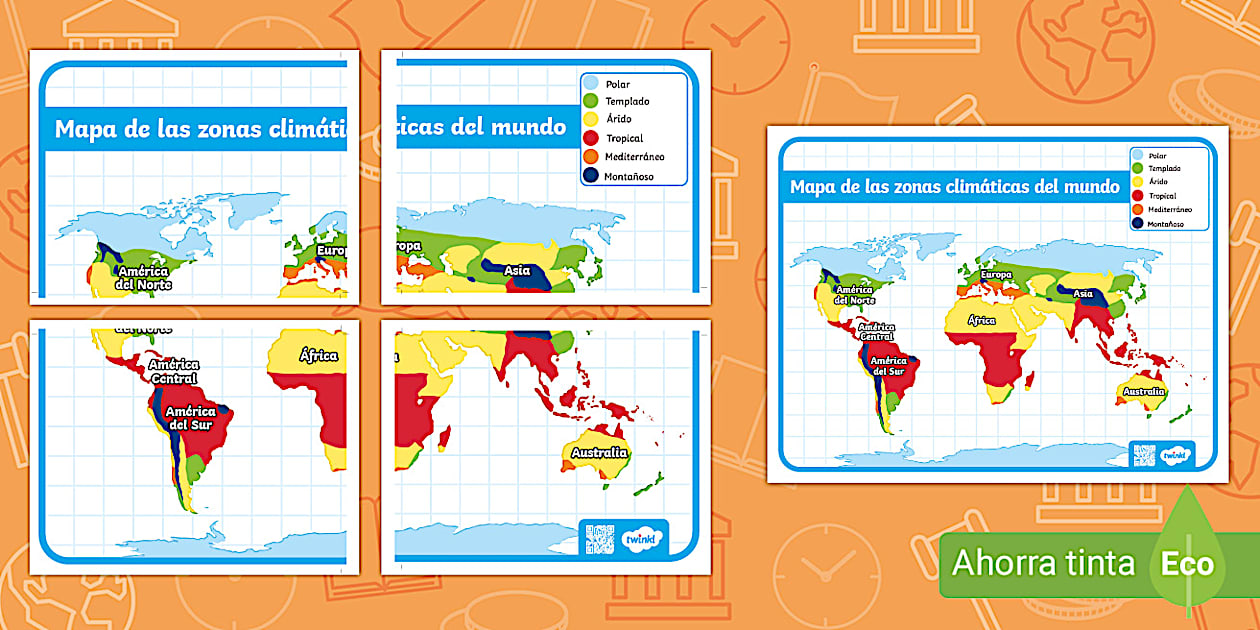 Póster: Mapa de las zonas climáticas - Twinkl