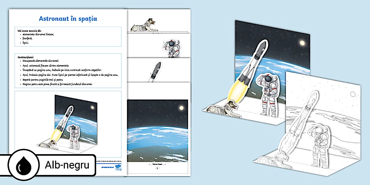 Astronaut în spațiu – Dioramă (teacher made) - Twinkl
