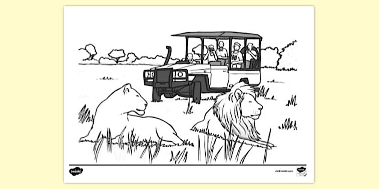 Safari Colouring Sheet (Teacher-Made) - Twinkl