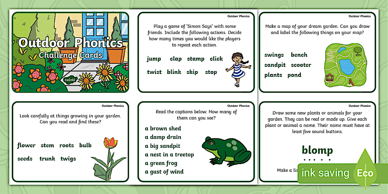 Phase 4 Phonics Outdoor Challenge Cards - KS1 (teacher made)