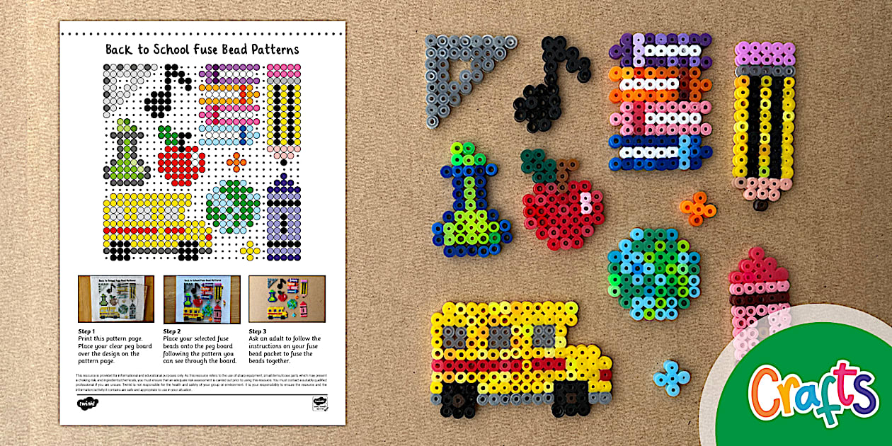 Back to School Fuse Bead Patterns | Twinkl Crafts - Twinkl