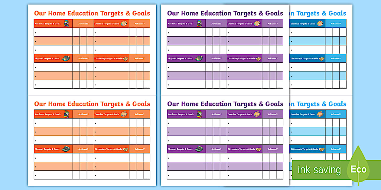 Editable Home Education Target Checklist (teacher made)