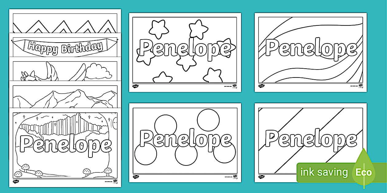Penelope Name Simple Colouring Activity Sheets - Twinkl
